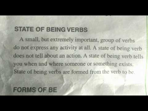 Verbs - Action Verbs and State of Being Verbs