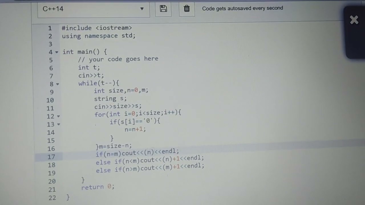 Same parity swaps binary strings codechef solution