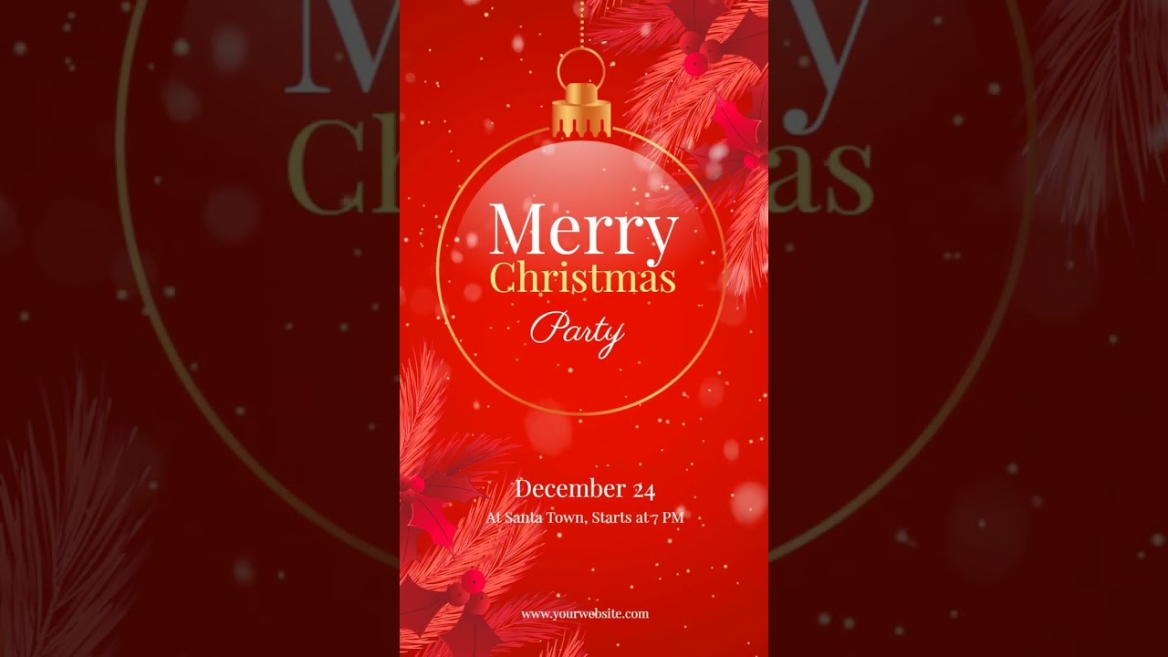 Free Red Christmas Party Invitation Video Template (Customizable) - FlexClip