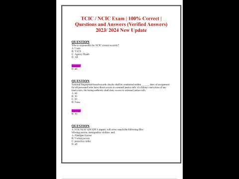 TCIC NCIC EXAM 100 CORRECT QUESTIONS AND ANSWERS VERIFIED ANSWERS