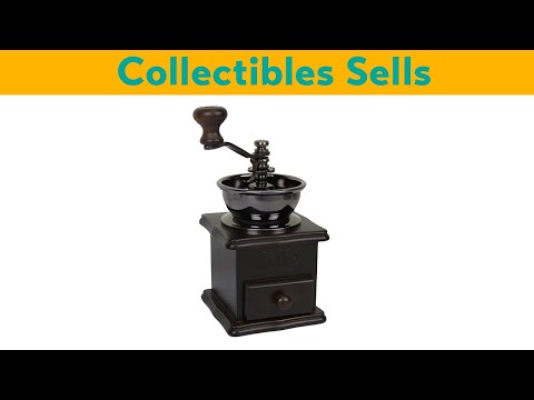 Evelyne Wood Vintage Antique Coffee Bean Mill Windmill Hand Crank Manual Grinder