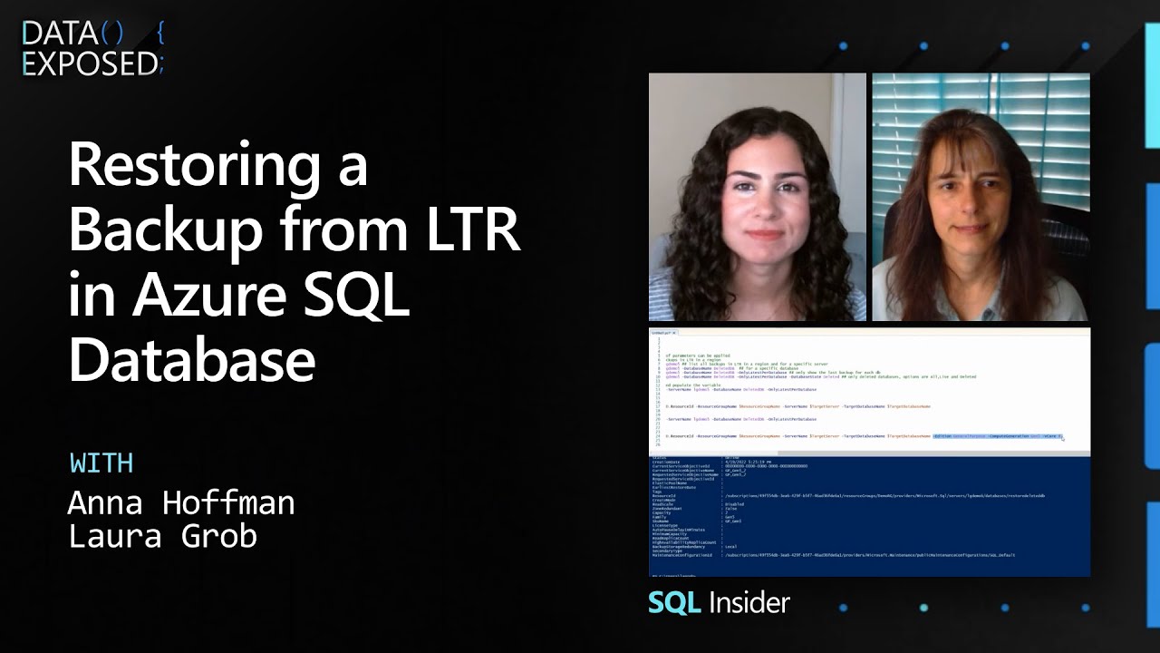 SQL Insider Series: Restoring a backup from LTR in Azure SQL DB | Data Exposed
