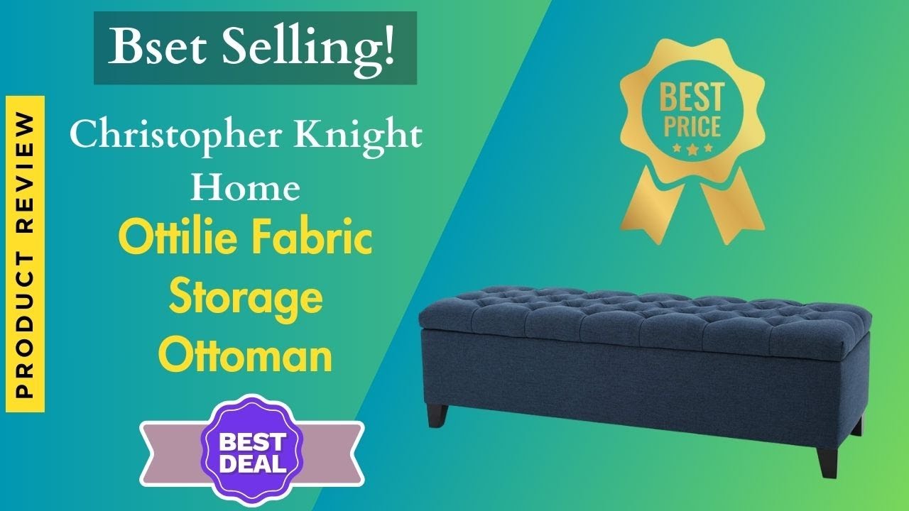 Best Christopher Knight Home Ottilie Fabric Storage Ottoman, Dark Blue