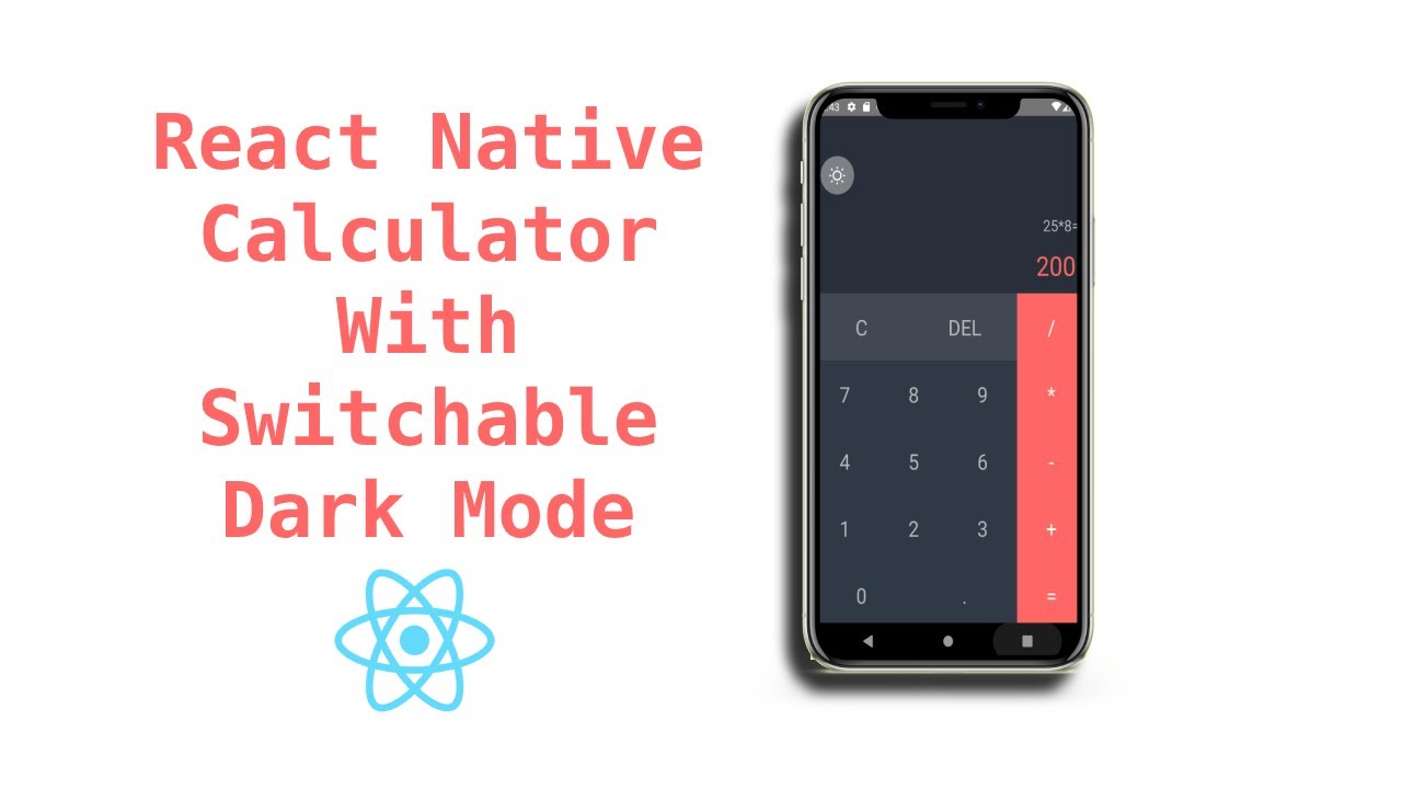 React Native Calculator With Switchable dark mode (with source code)
