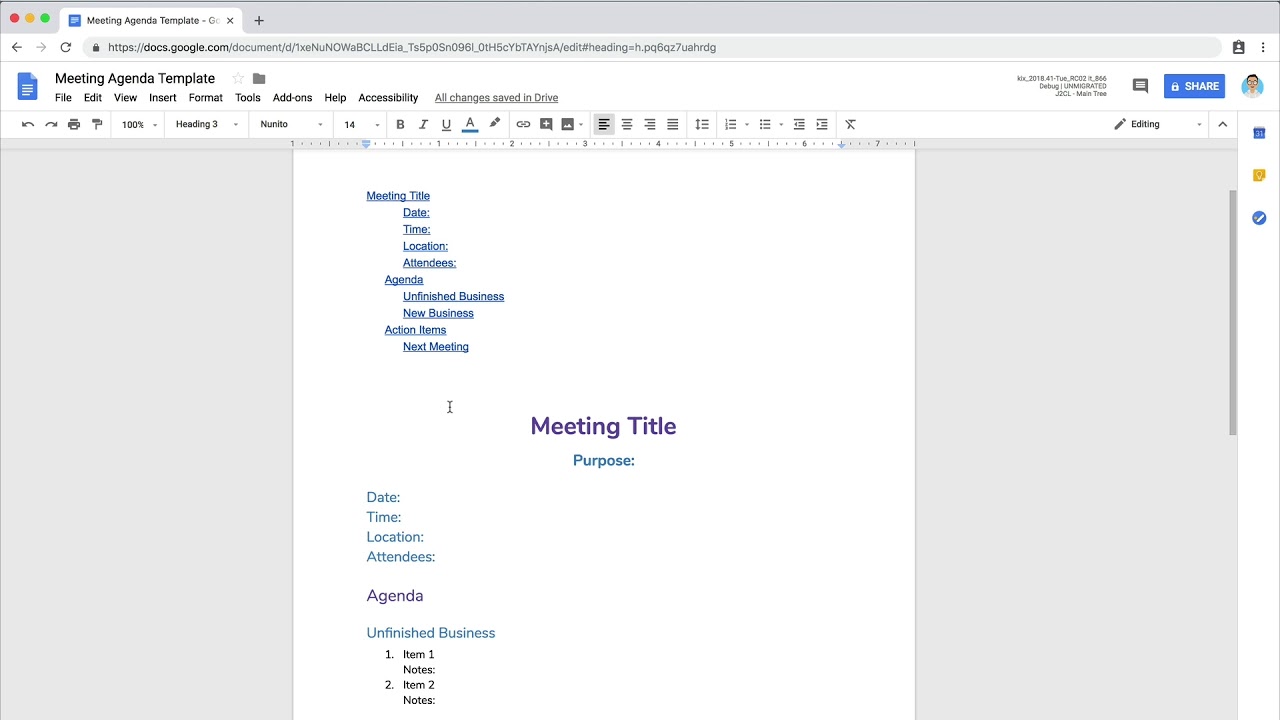 Finish Formatting Your Agenda Template