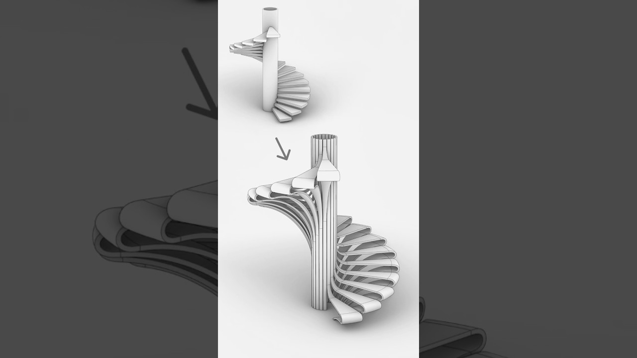 Rhino Tutorial | Organic Spiral Staircase Modeling - #rhino3d #rhinoceros3d