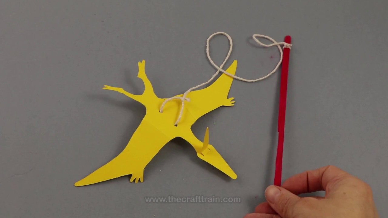 Paper pterodactyl puppets