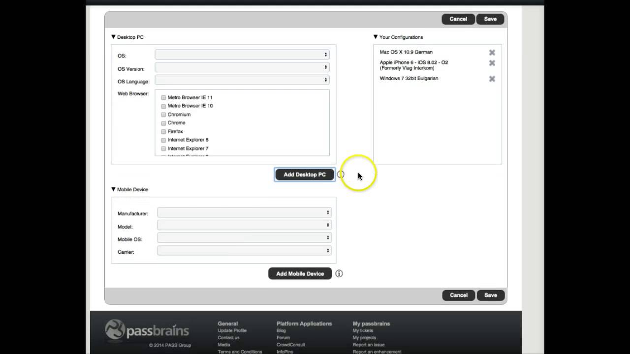 Get started: Update Profile - Test Environments