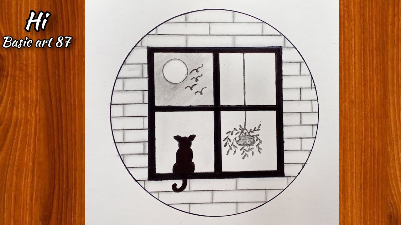 How to Easy circle scenery drawing ideas //how to pencil drawing // nature landscape drawing