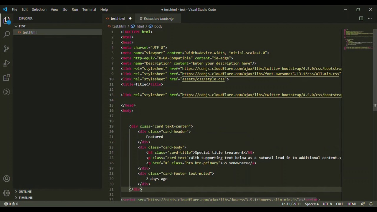 Bootsnip - A VS Code extension for bootstrap beginners