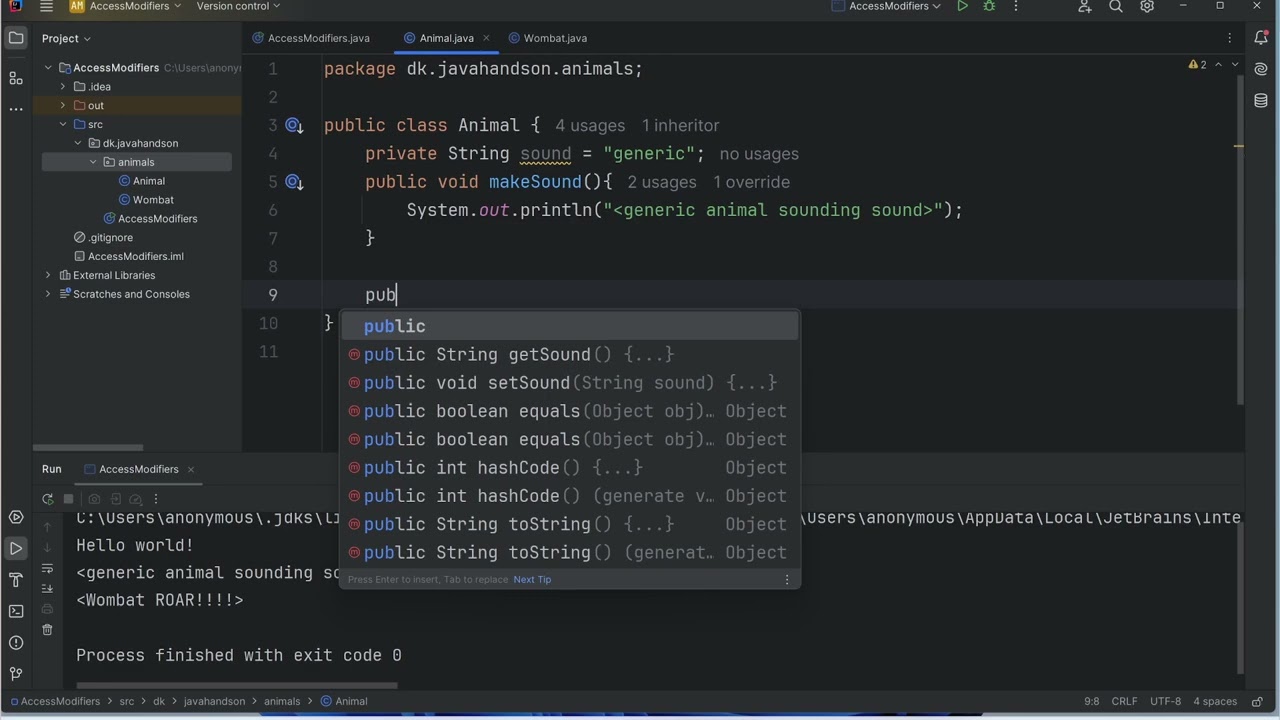 1 of 5 - Java OO Basics - Access Modifiers