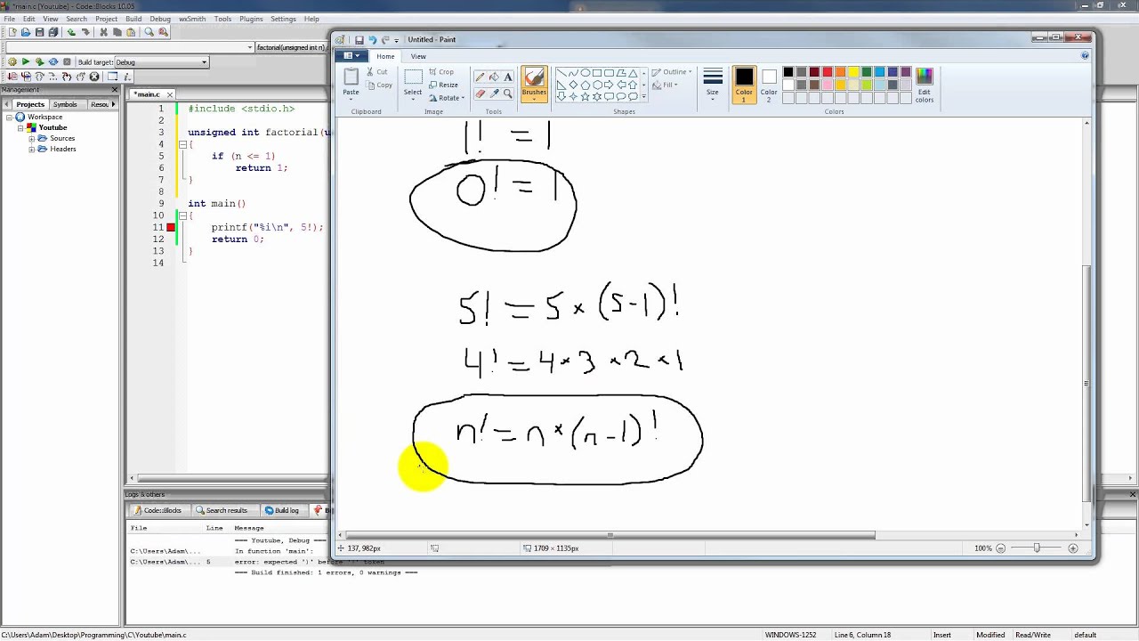 C Programming Tutorial 85, Recursion pt.1