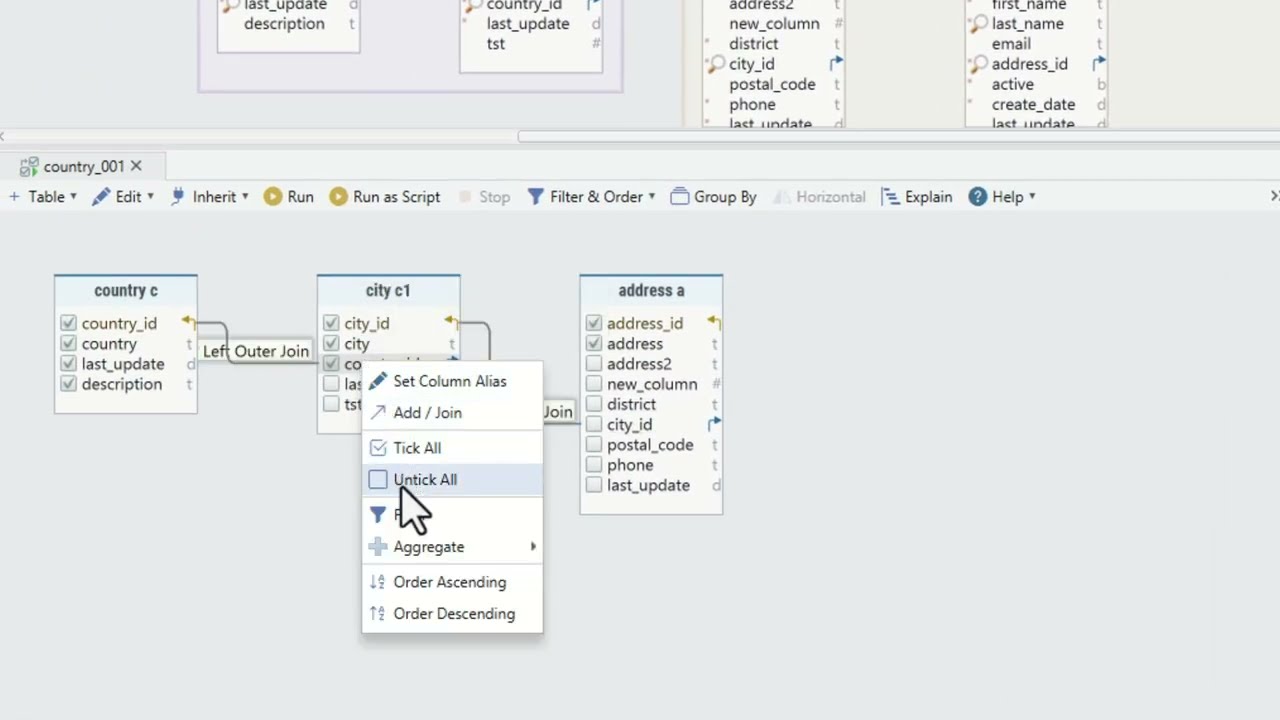 DbSchema Visual Query Builder