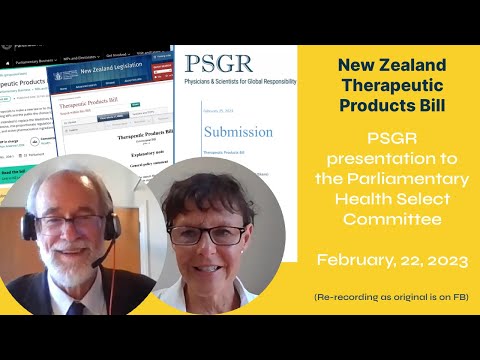 Therapeutic Products Bill NZ - PSGR presentation to Health Committee (rerecording).