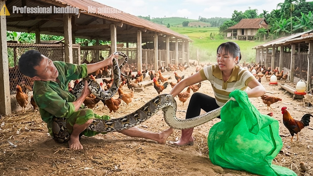 72 Hours Facing a Giant Beast - Ferocious Python Attacks Chicken Farm, Girl Fights Bravely