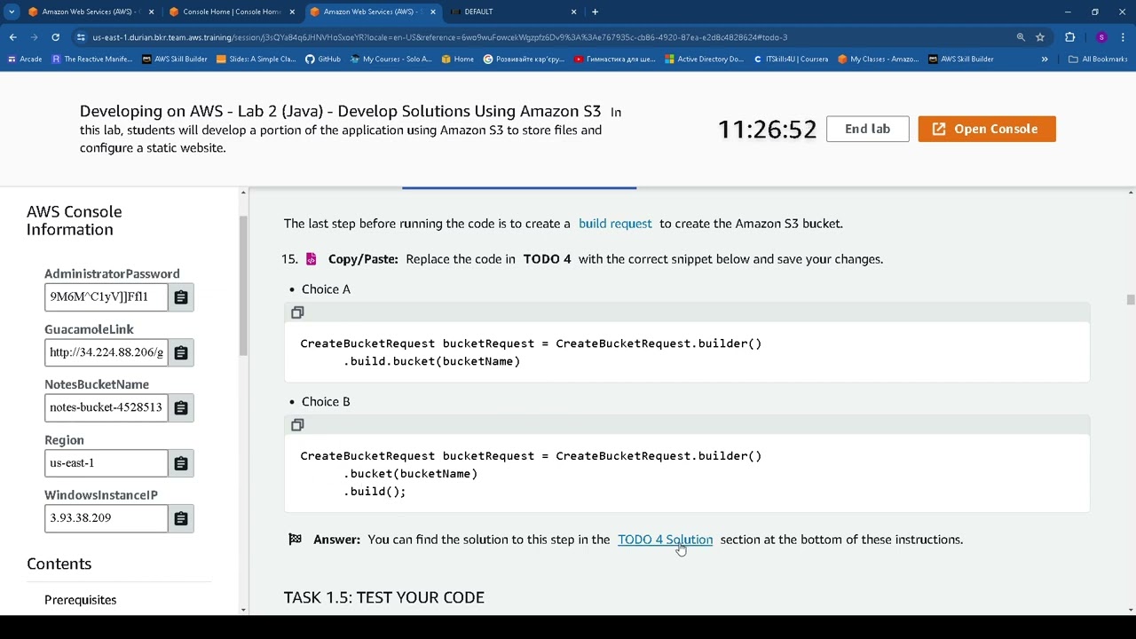Developing on AWS: Lab 2 Java - Develop Solutions Using Amazon S3