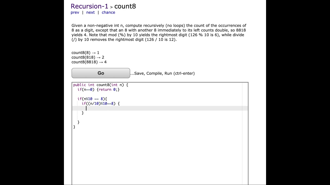 Java: CodingBat– Recursion-1– count8