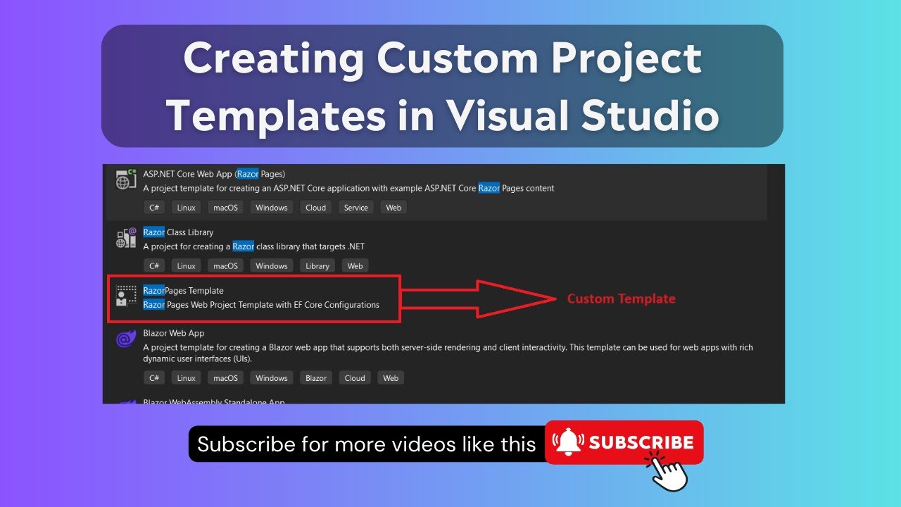 Creating Custom Templates for Projects in Visual Studio .NET