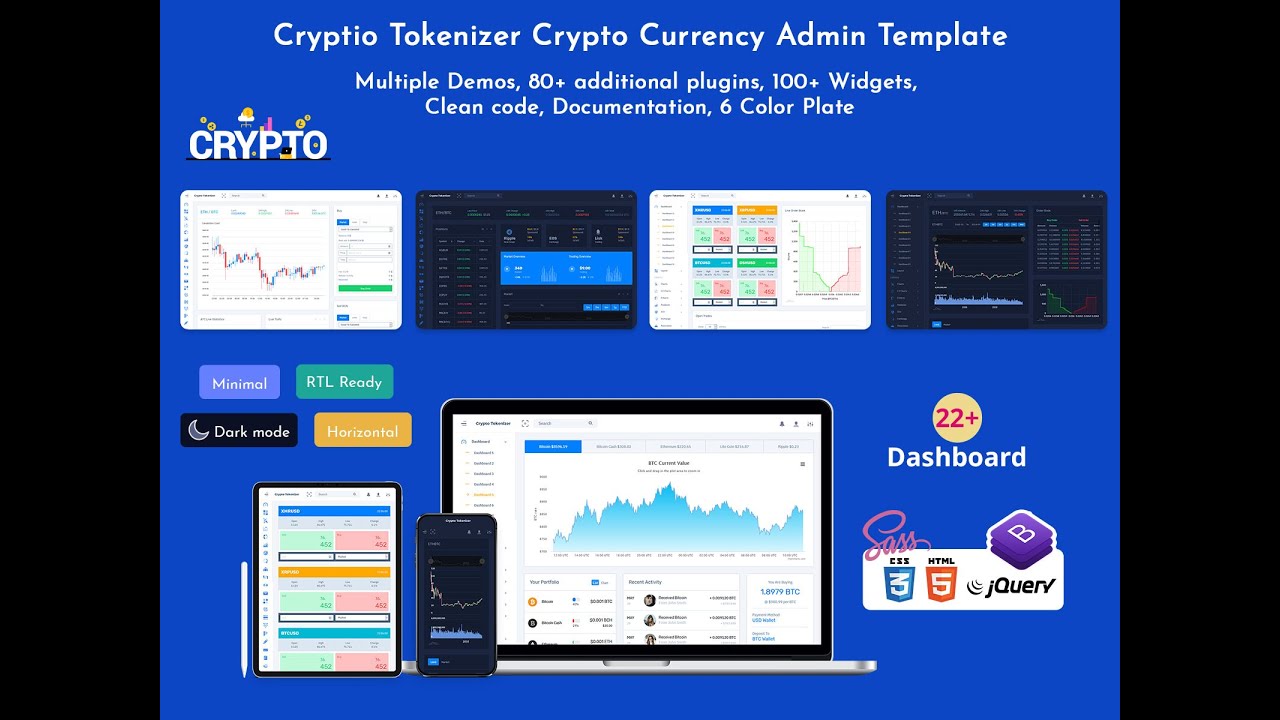 Bitcoin Tokenizer Crypto Currency Admin Templates Bootstrap 5 with Crypto UI Kit