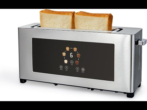 2 Slice Toaster with Touch Screen, Slim Toaster For Long Slice, 1.6" Wide Slot, 6 Browning