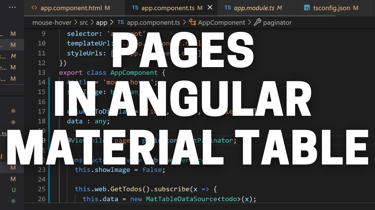 Adding Pages to Angular Material Table using Paginator - Angular Material Tutorial