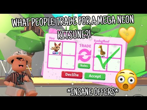WHAT PEOPLE TRADE FOR A MEGA NEON KITSUNE IN ADOPT ME ROBLOX?! 😱😳 | EthanDrazon