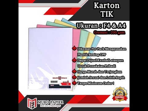 ( PER PAK - ISI 20 ) Karton TIK 200 Gsm F4 A4 - by Muro Papier