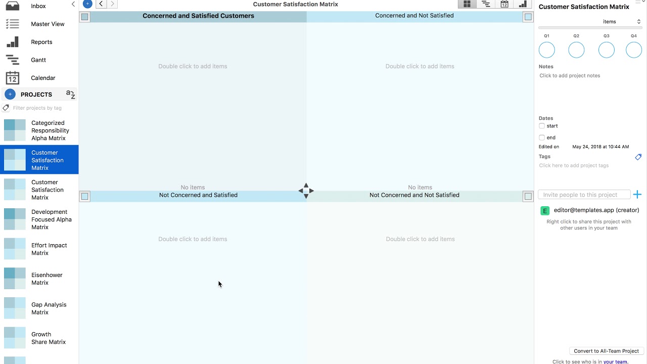 Templates.app Customer Satisfaction Matrix