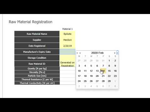 Material Registration with E-WorkBook
