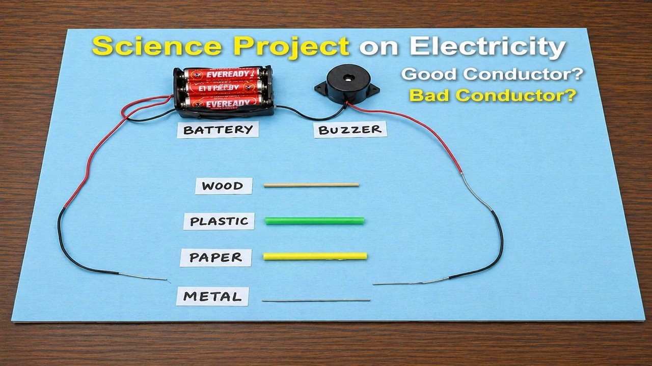 electricity working model(physics) science project on conductor or non conductor | DIY | howtofunda