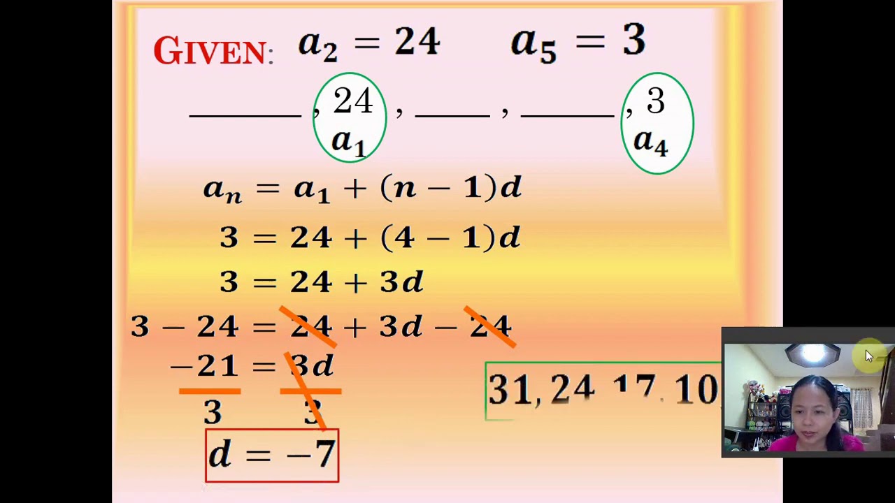 FINDING THE FIRST TERM AND COMMON DIFFERENCE OF AN ARITHMETIC SEQUENCE