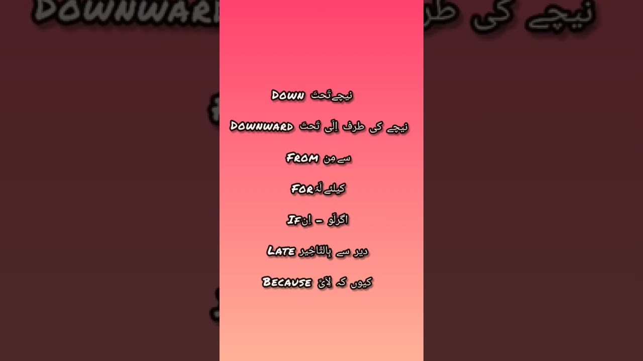 Learn Arabic basic words part 3 Urdu English Arabic