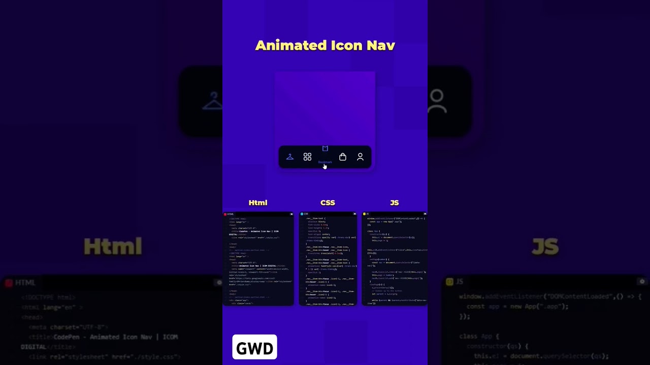 Animated Icon bar #css #coding #code #html #javascript #webproject #webdesign #shorts #viralvideo
