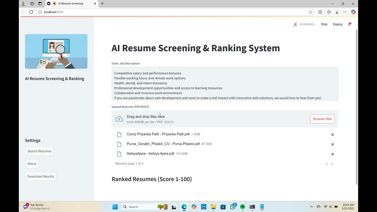 Al Resume Screening & Ranking System