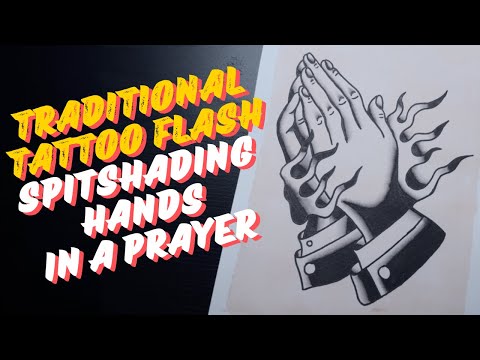 Prayer Hands | Painting American Traditional Tattoo Flash | Relaxing Paint Along