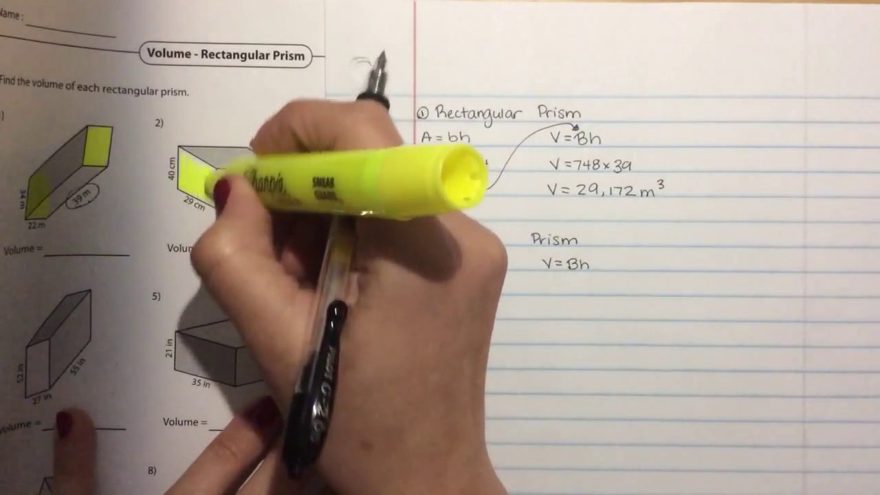 Volume of Prisms Practice Worksheet