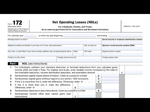 IRS Form 172 walkthrough (Net Operating Losses)