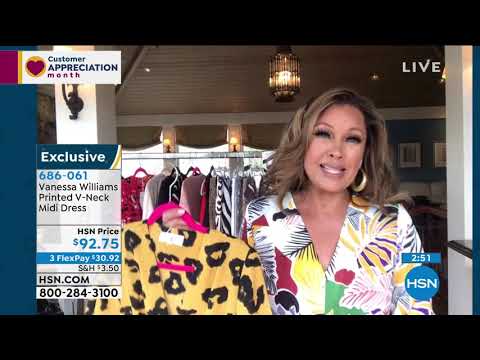 Vanessa Williams Printed VNeck Midi Dress