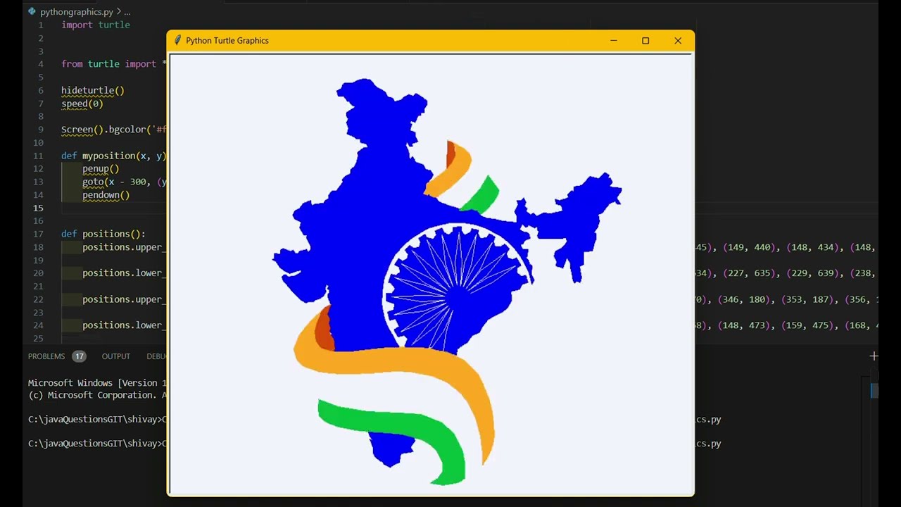 #Drawing India #Flag on Map using Python #Step by Step #Tutorial