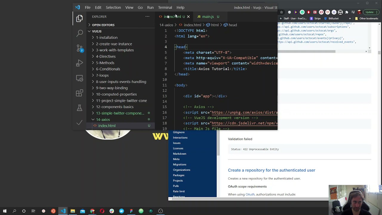Vue js full course #14 Axios basics and GitHub REST API | How to build a single page application