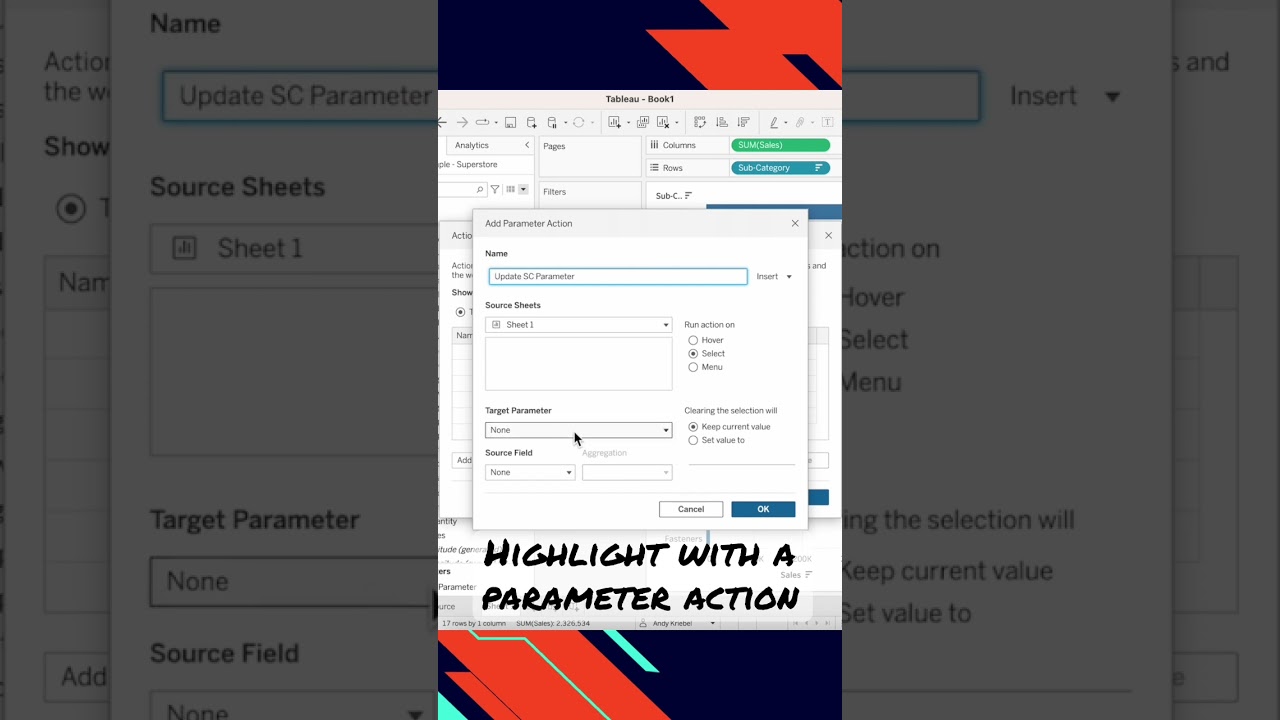 #Tableau - Highlight with a Parameter Action