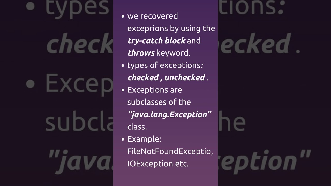 Java Interview Questions | exception vs error in java? #shorts