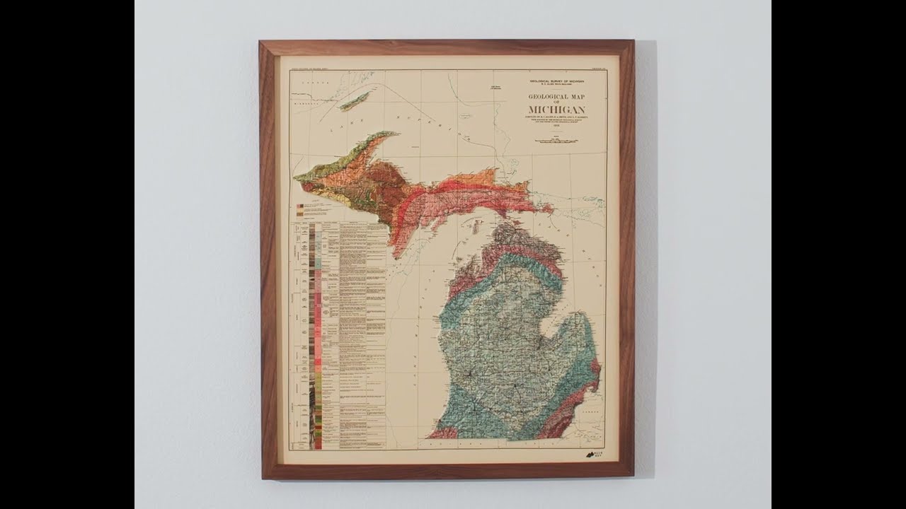 Michigan 1916 Geological Map in 3D Raised Relief
