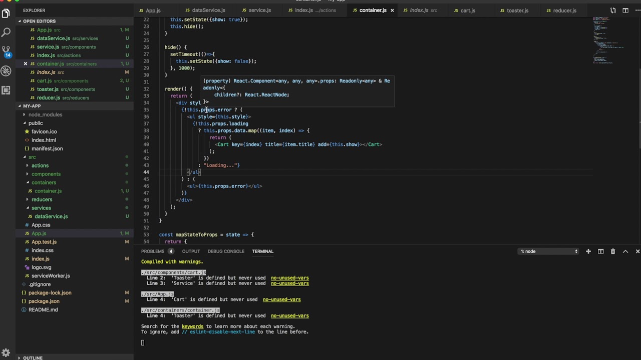 React Redux -Communication between components using rxjs.