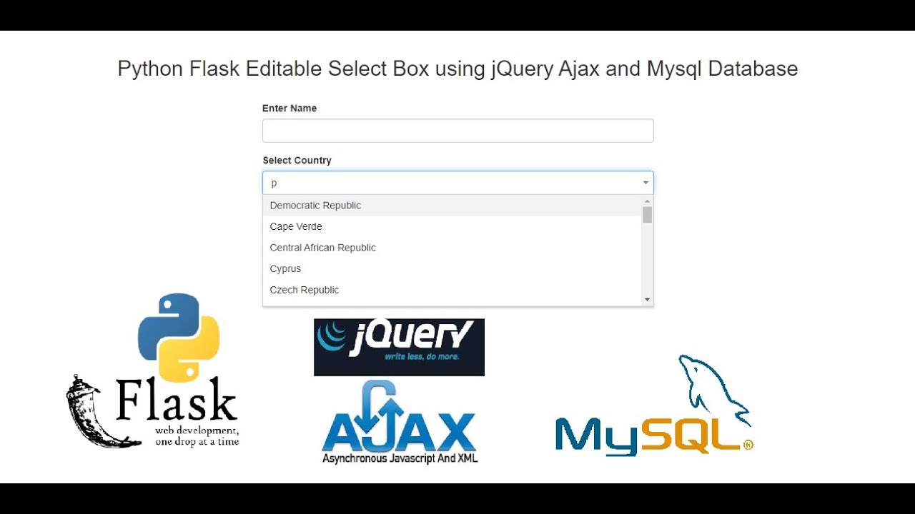 Python Flask Editable Select Box using jQuery Ajax and Mysql Database