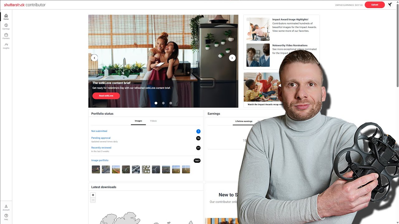 My Shutterstock Contributor Dashboard. I made $40.003,71