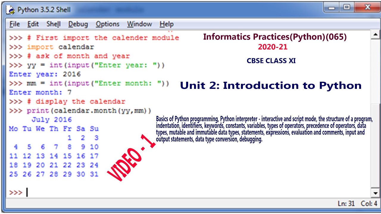 Introduction to python | Class 11 | Informatics Practices | Unit - 2 | Video - 1