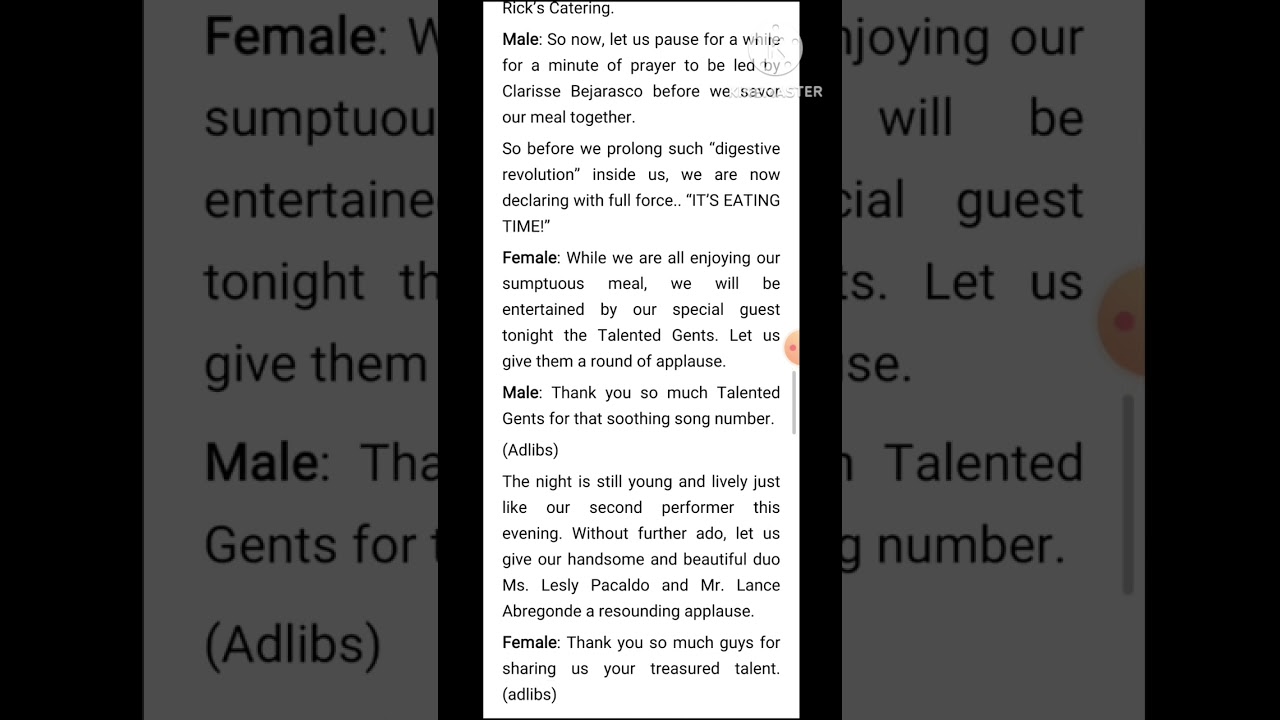 JS Prom Script for Emcee