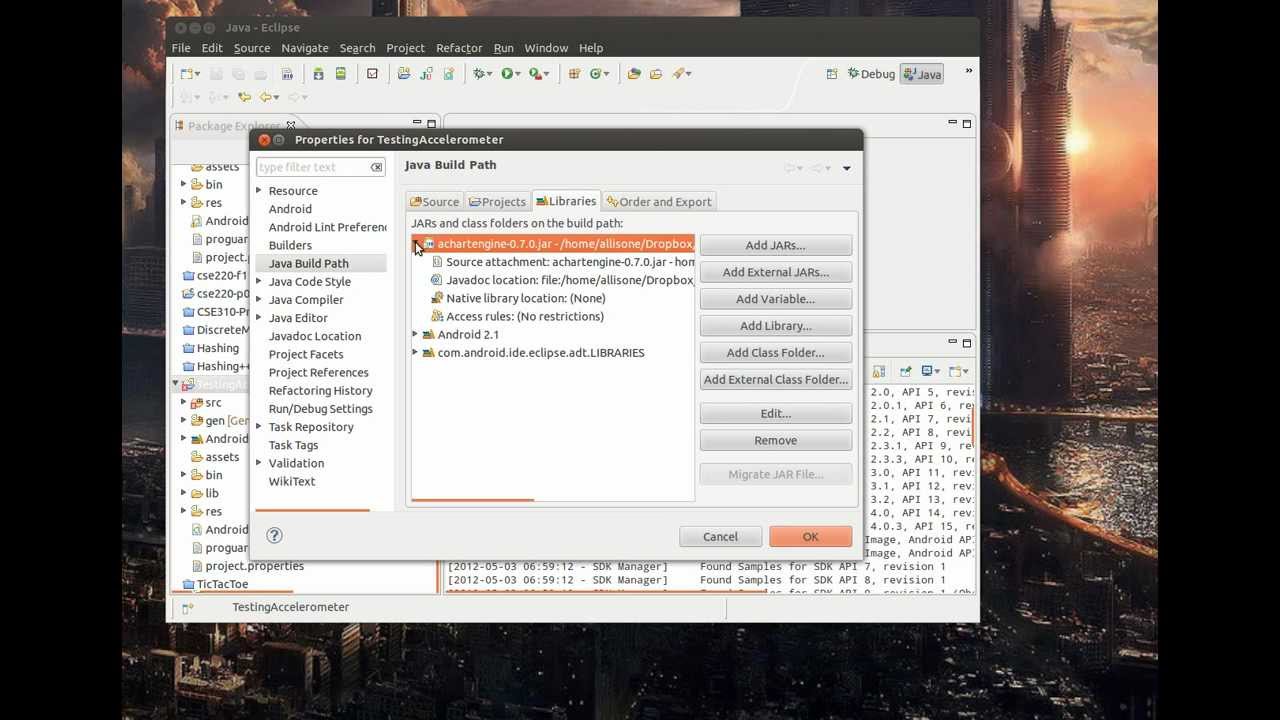 adding Reference Libraries in Eclipse