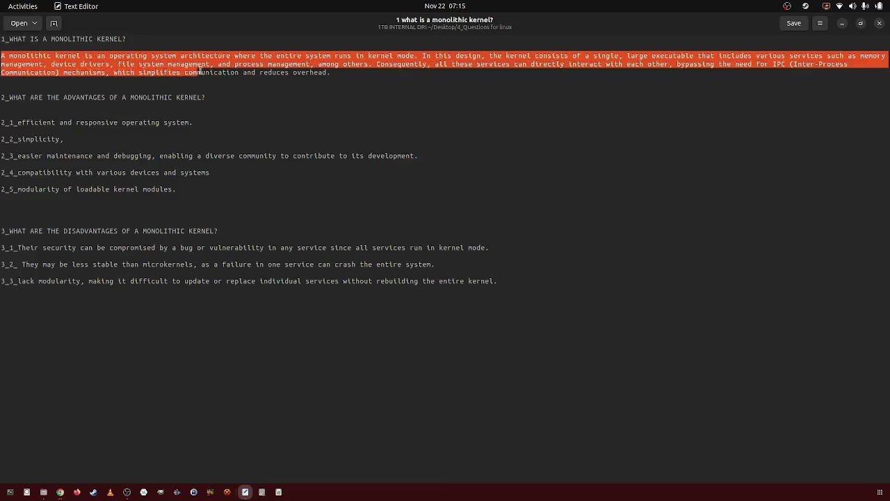 493 what is a monolithic kernel?
